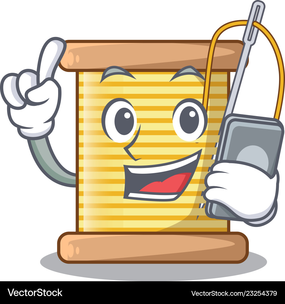 With phone bobbin needle thread spool cartoon Vector Image
