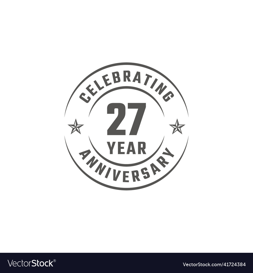 27-year-anniversary-celebration-emblem-badge-vector-image