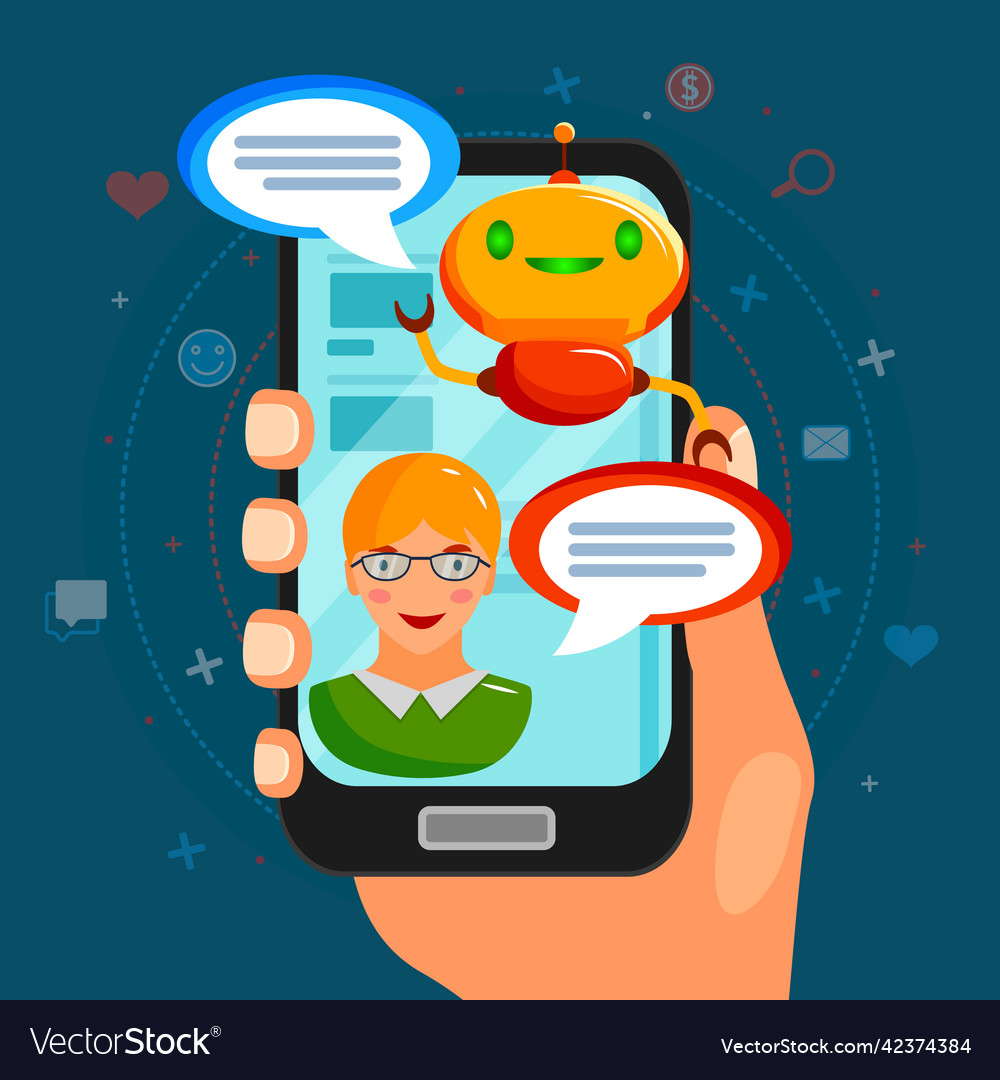Chat bot flat composition Royalty Free Vector Image