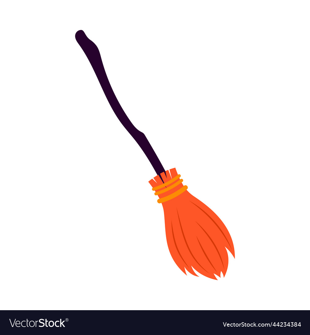 Halloween of witch broom isolated on white Vector Image