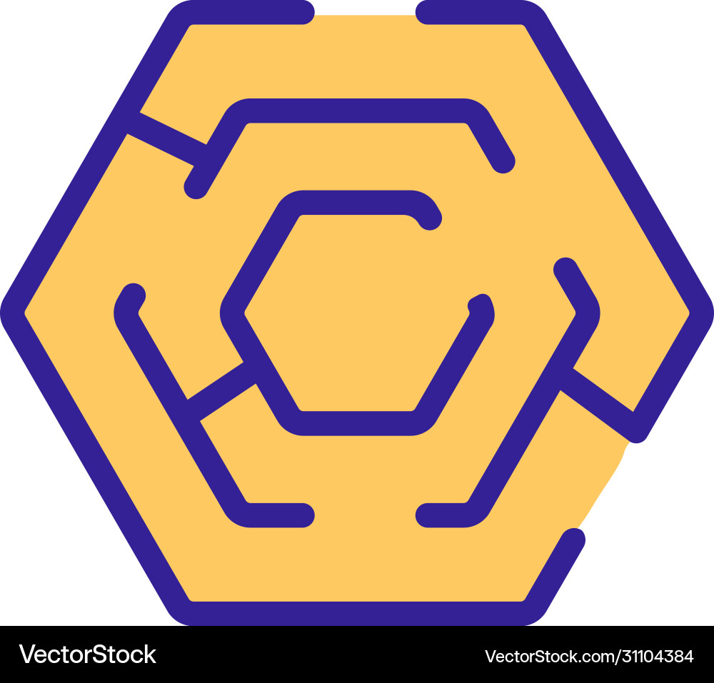 Hexagonal maze icon outline Royalty Free Vector Image
