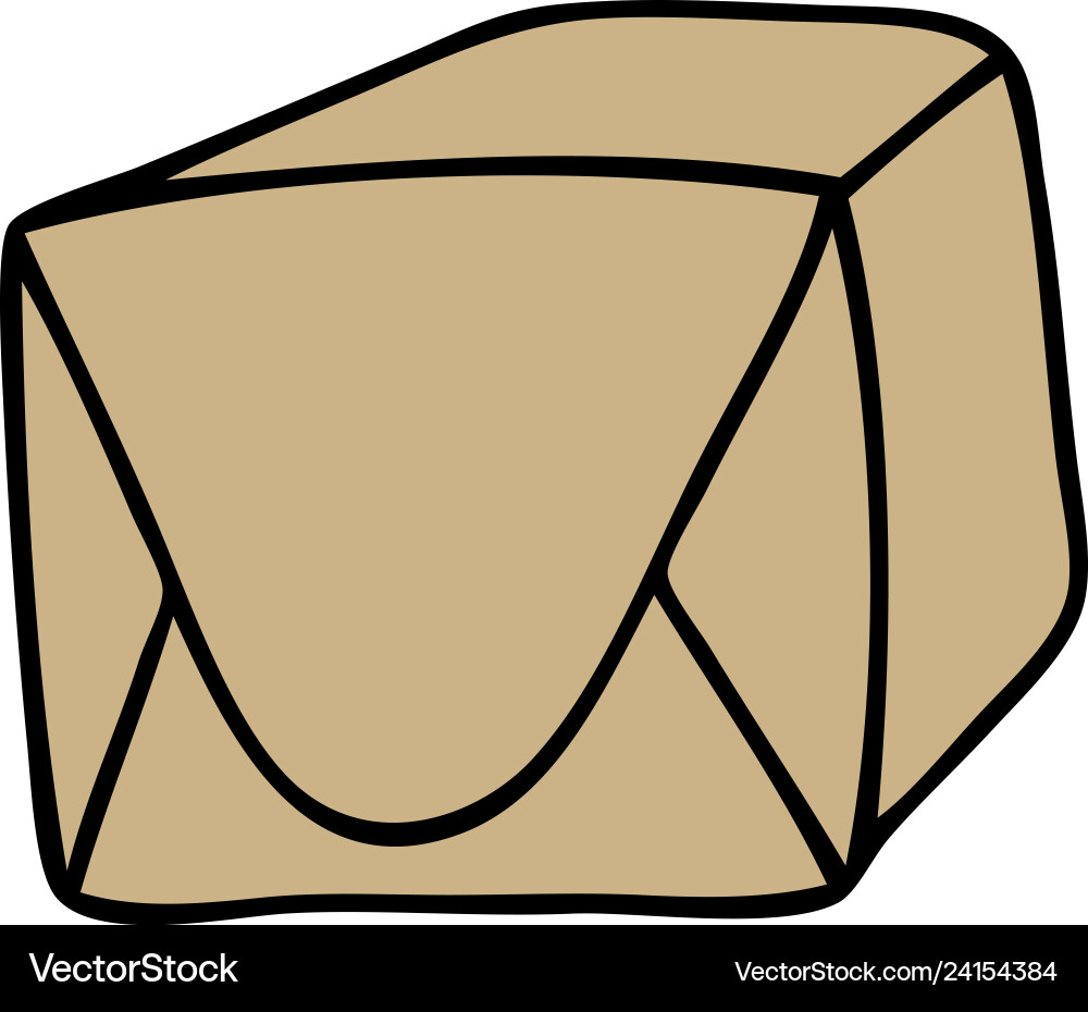 Quirky hand drawn cartoon brown parcel Royalty Free Vector
