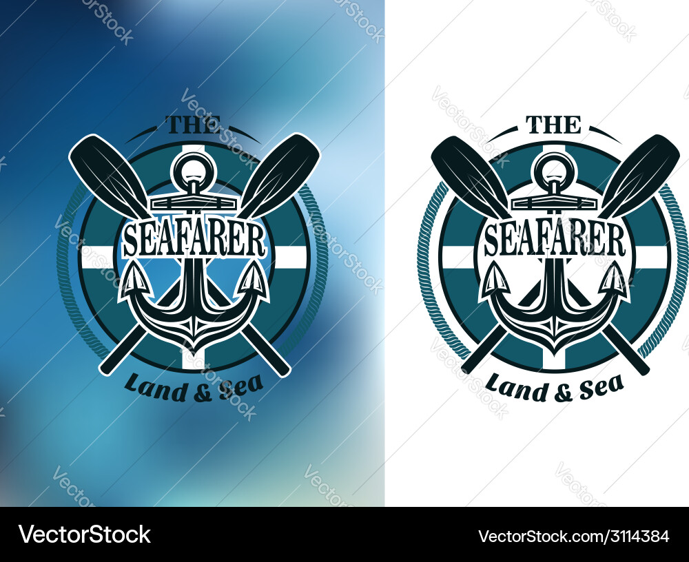 Seafarer badges with crossed oars Royalty Free Vector Image