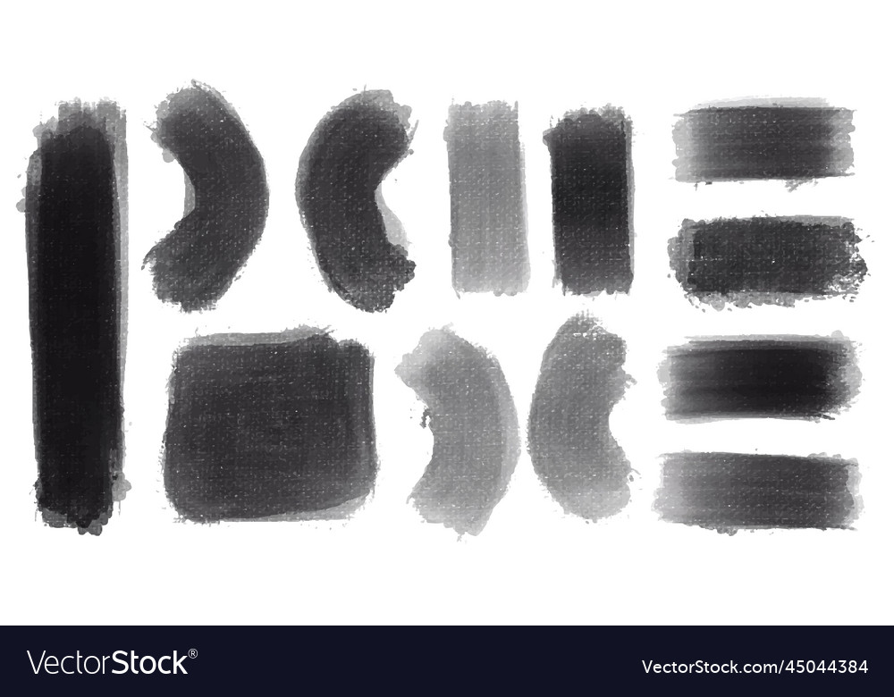 Set of black paint ink brush strokes brushes Vector Image