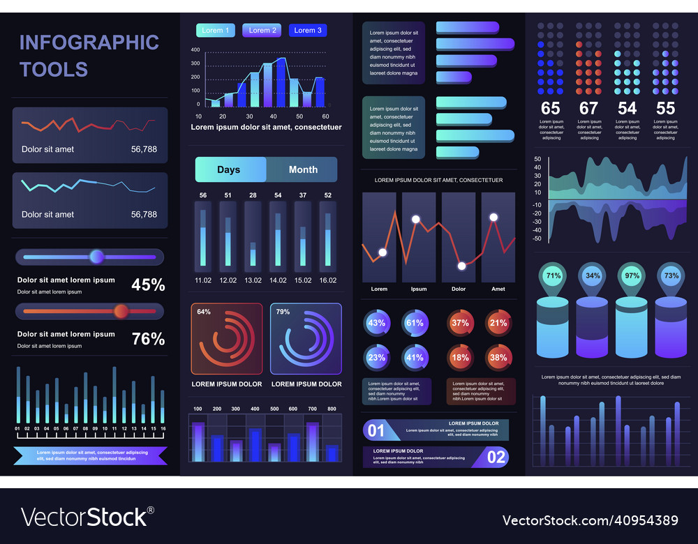 Bundle infographic ui ux kit elements Royalty Free Vector