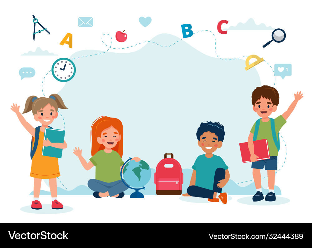 Happy children in class back to school concept Vector Image