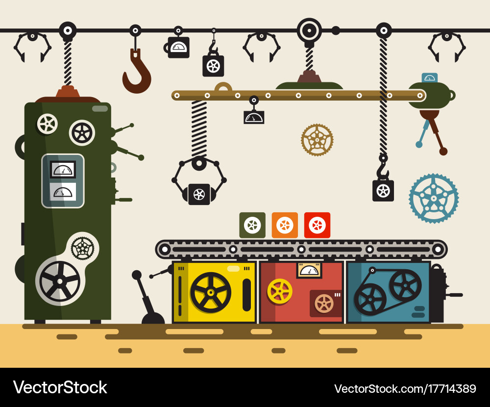 Line of production flat design Royalty Free Vector Image