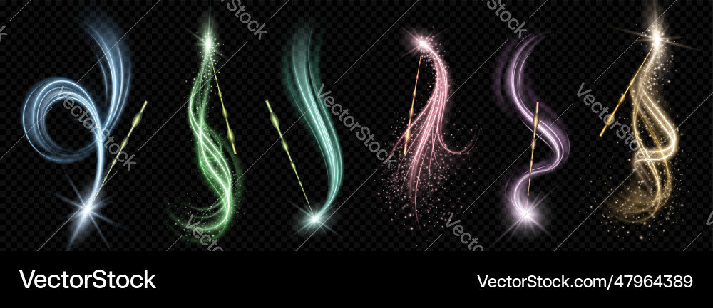 Magic wand with wizard spell sparkle light Vector Image