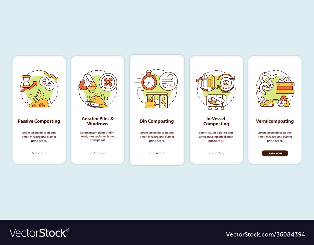 Composting methods onboarding mobile app page Vector Image