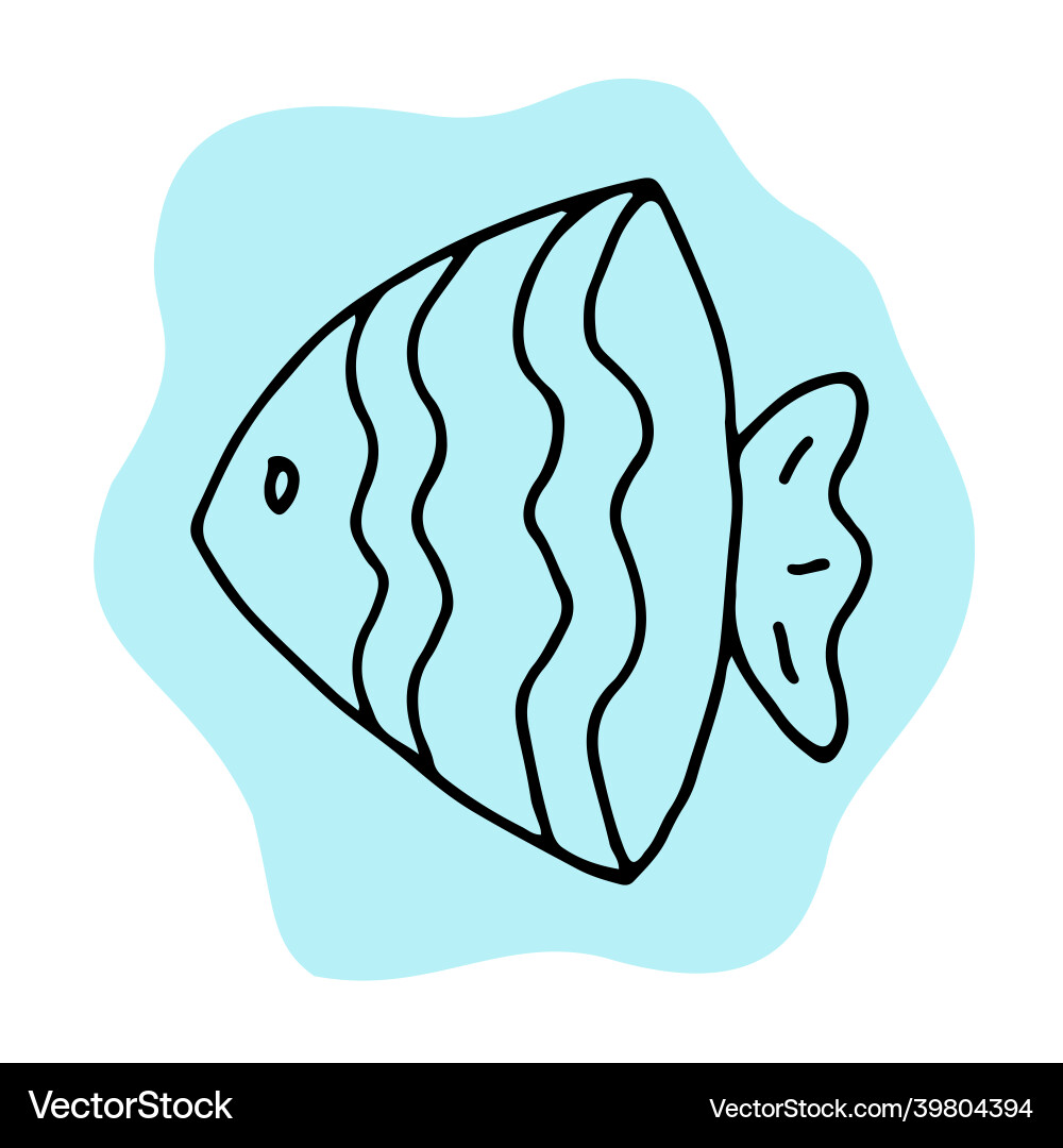 Fish doodle line hand drawn Royalty Free Vector Image