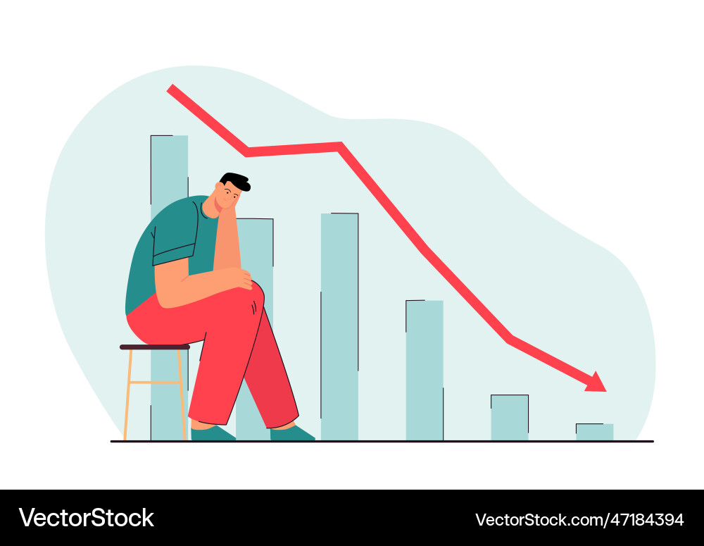 Sad man worrying about financial crisis Royalty Free Vector