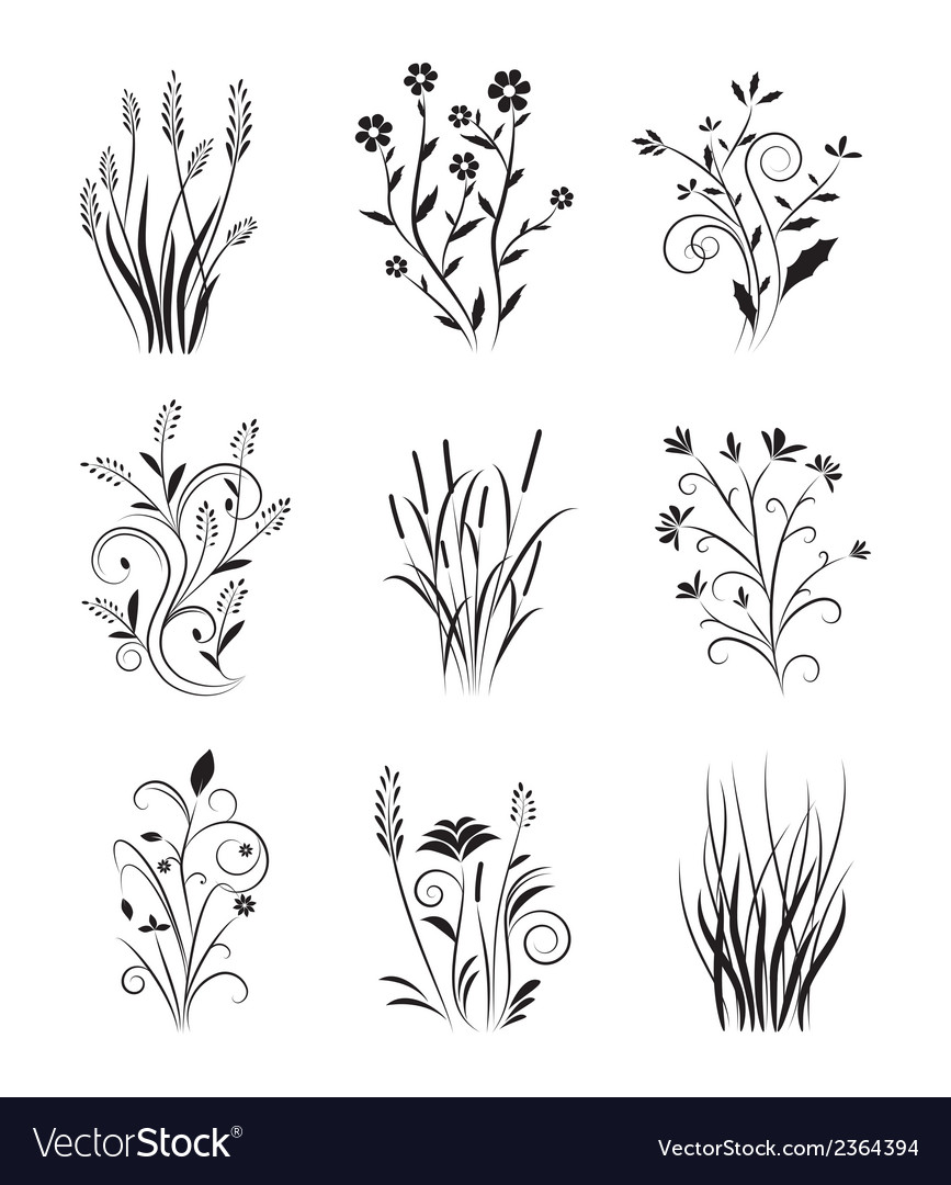 Vintage floral set Royalty Free Vector Image - VectorStock
