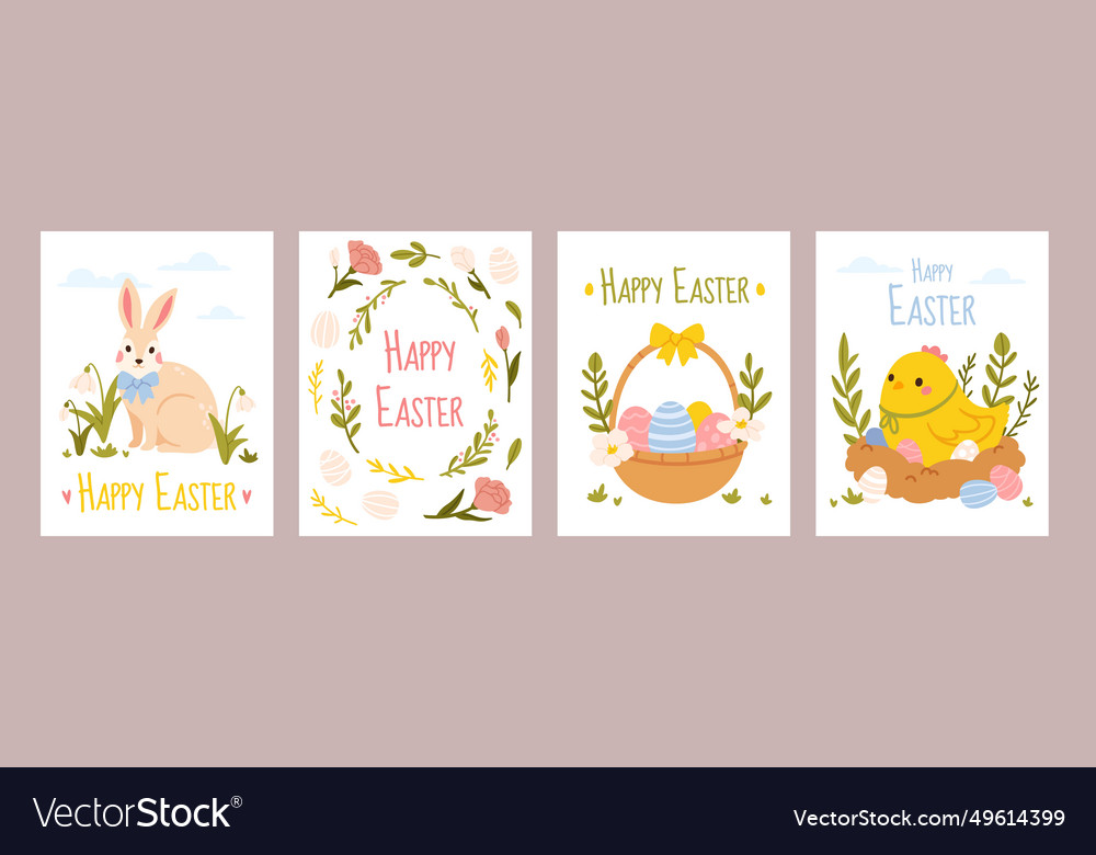 Happy easter posters holiday greeting cards Vector Image