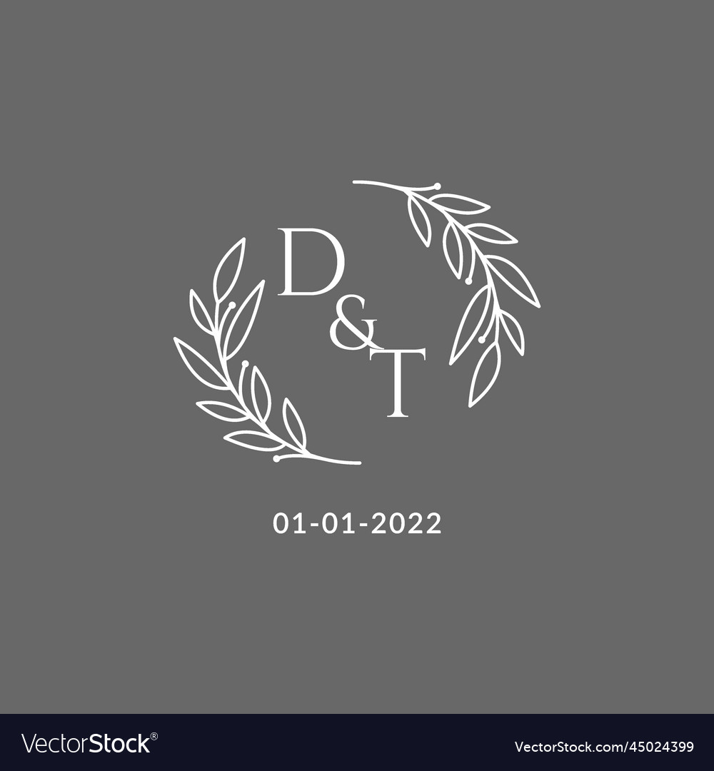 Initial letter dt monogram wedding logo Royalty Free Vector