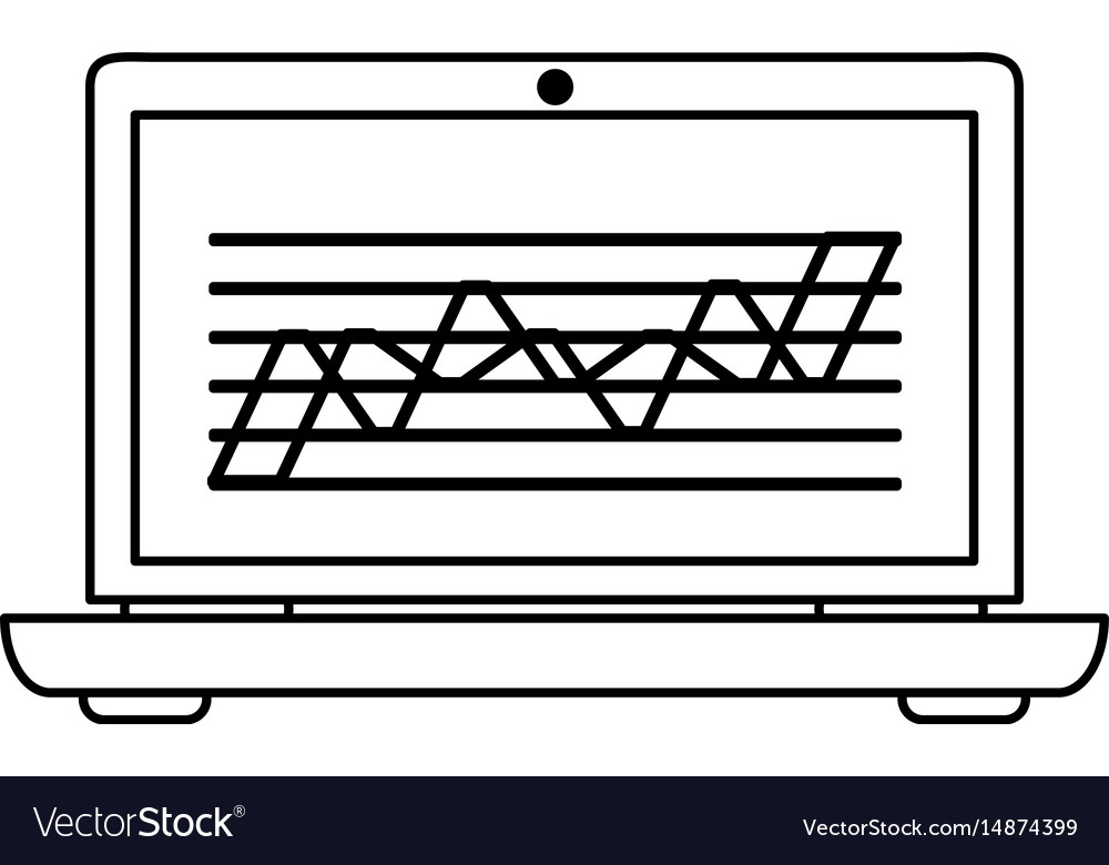 Laptop computer with graph chart on screen icon Vector Image