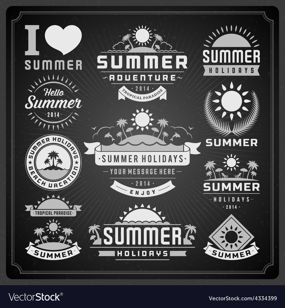 Retro summer design elements Royalty Free Vector Image