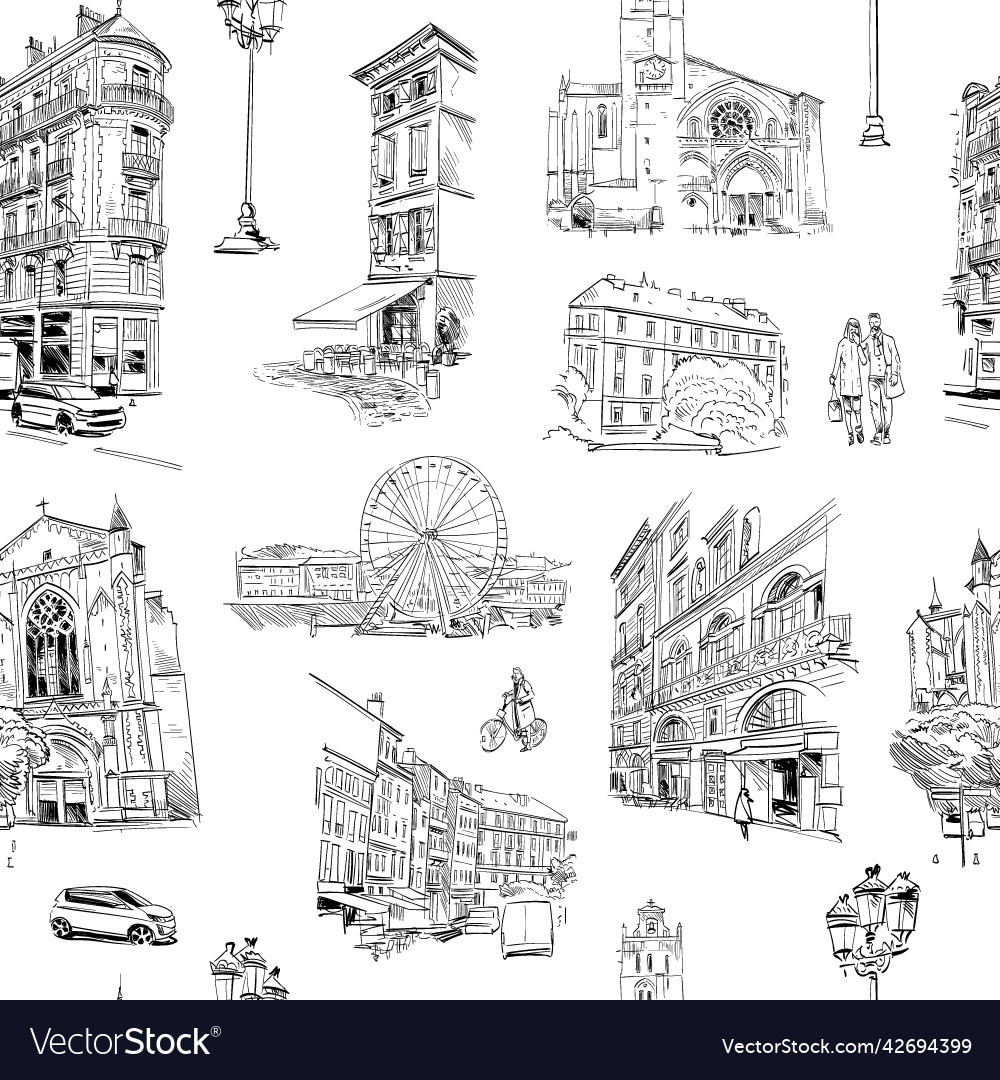Seamless pattern architectural facade elements Vector Image