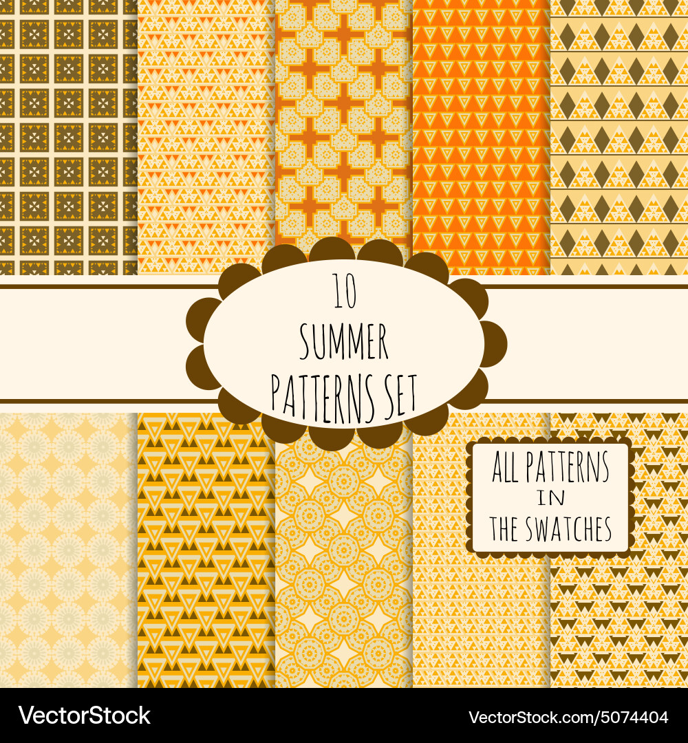 10 patterns set Royalty Free Vector Image - VectorStock