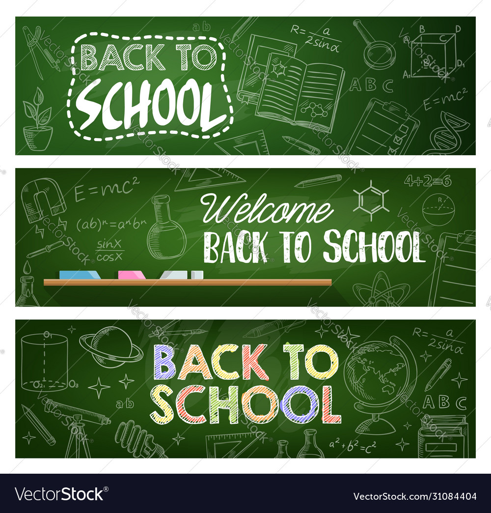 Back to school supplies education banners Vector Image