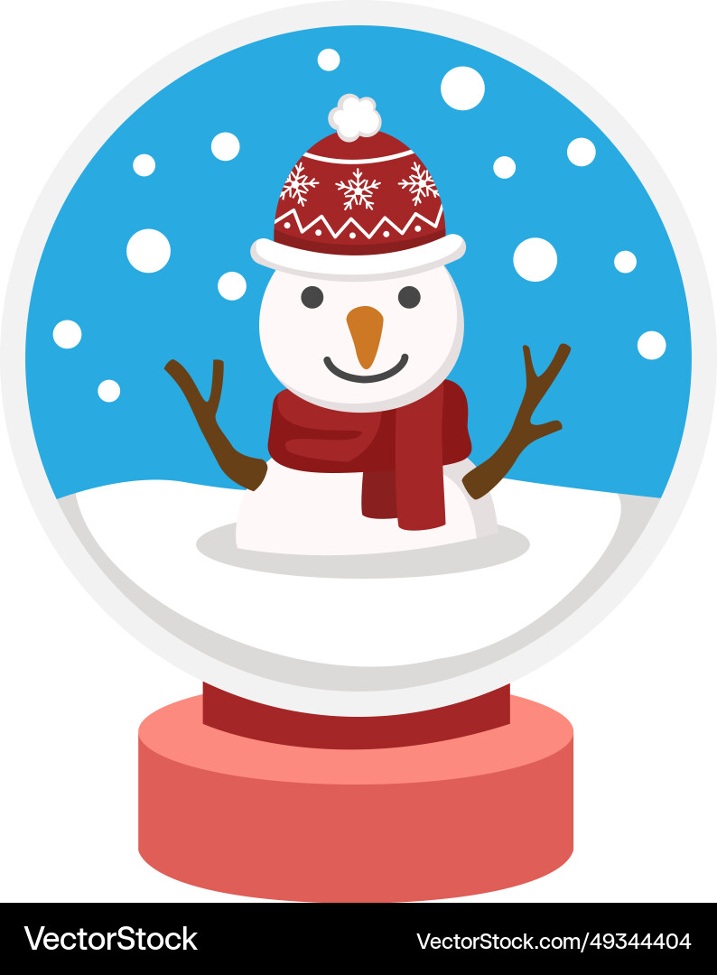 Christmas snow globe with snowman Royalty Free Vector Image
