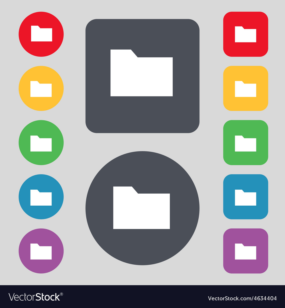 Document folder icon sign a set 12 colored Vector Image