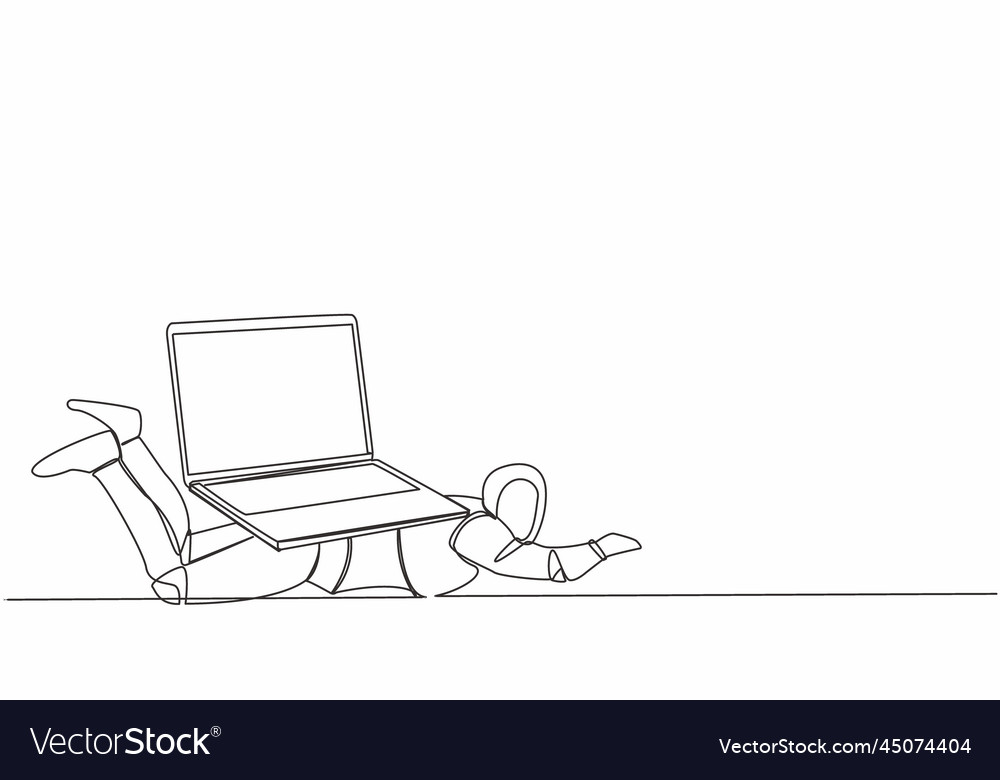 Single one line drawing stressed robot under Vector Image Single one line drawing stressed robot under Vector Image