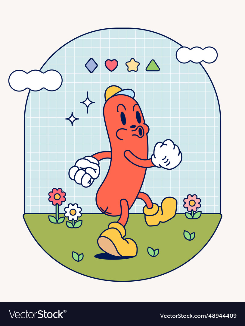 Hand draw funny retro vintage trendy style sausage Hand draw funny retro vintage trendy style sausage