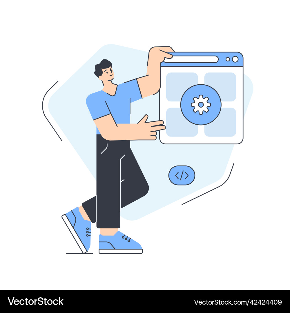 Male programmer internet browsing software Vector Image