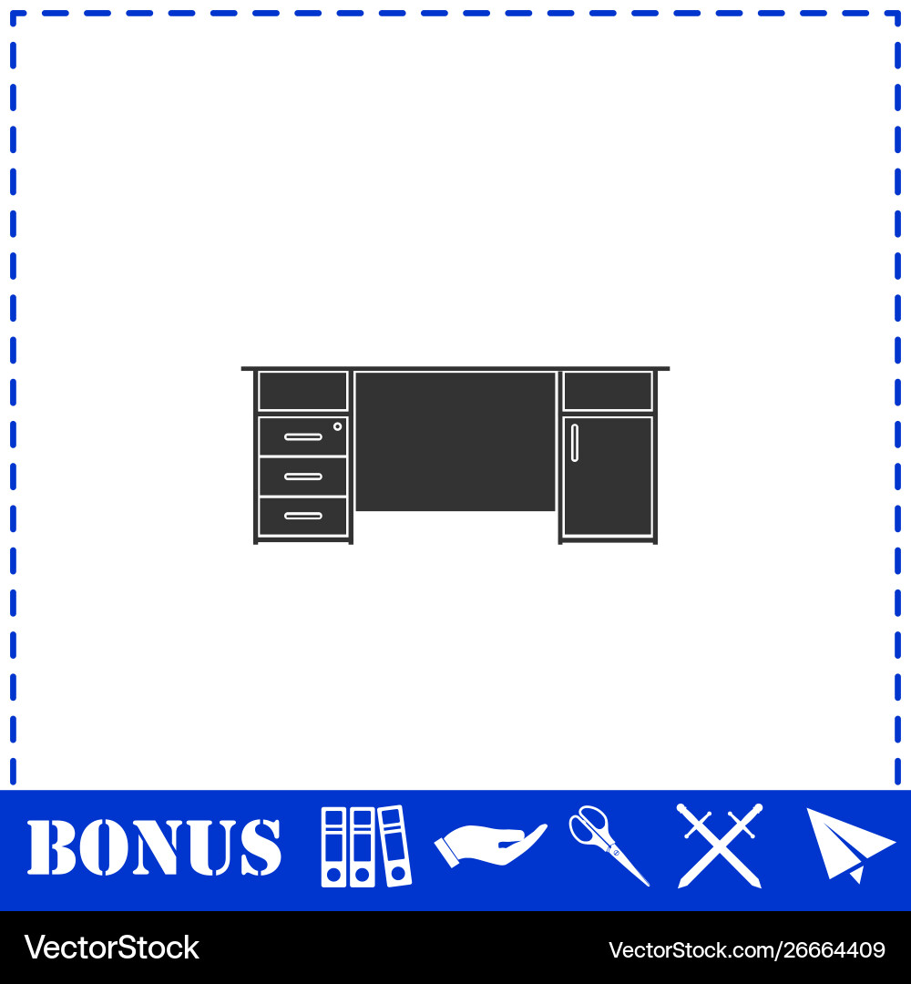 Office desk icon flat Royalty Free Vector Image