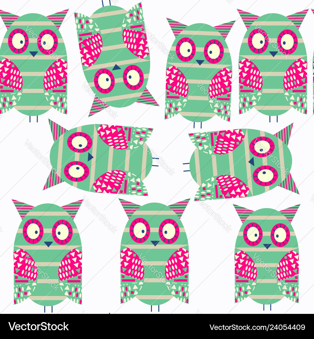 Owls abstract nature fauna seamless pattern Vector Image