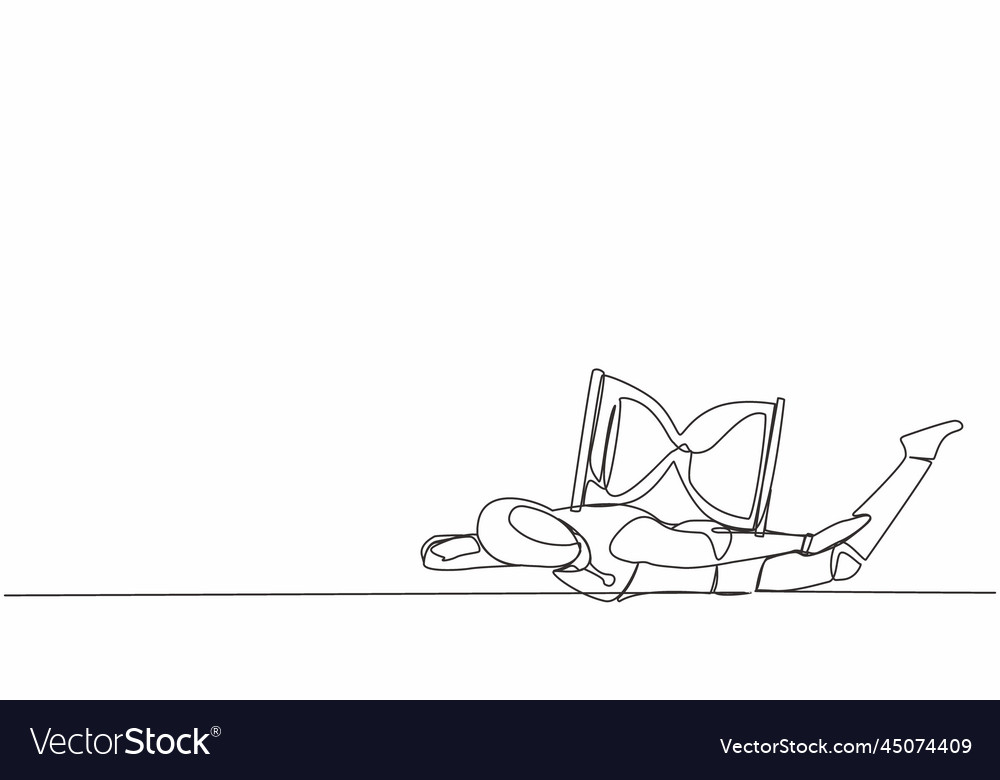 Single one line drawing stressed robot under Vector Image Single one line drawing stressed robot under Vector Image