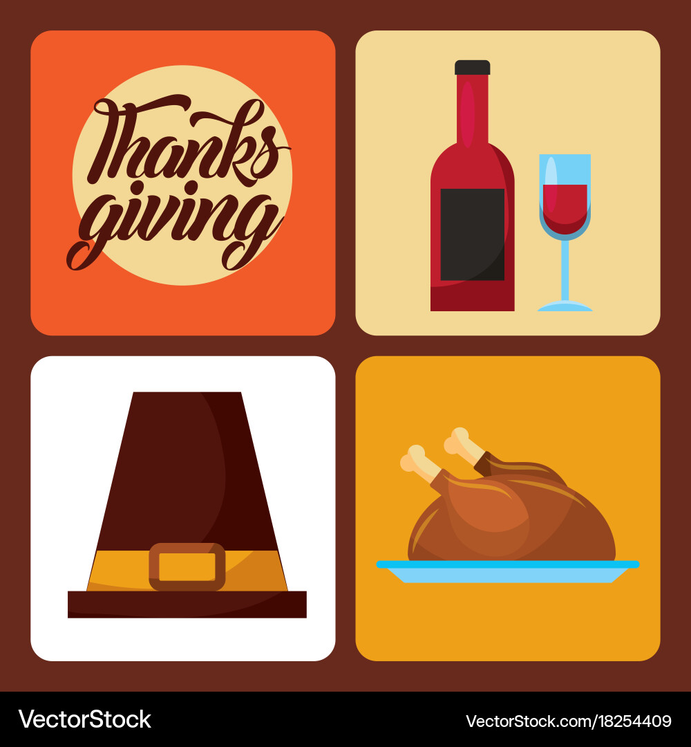 Thanksgiving set icons celebration holiday Vector Image