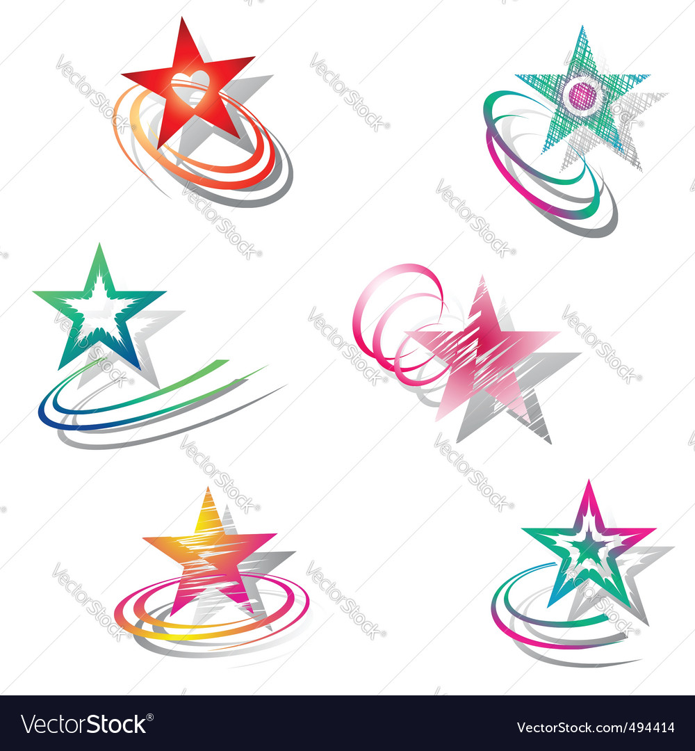 Star design elements set Royalty Free Vector Image