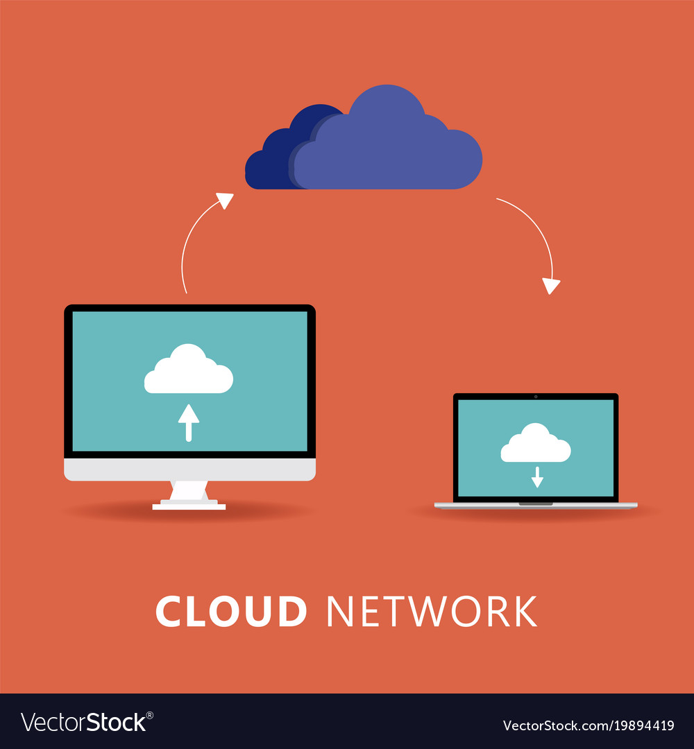 Cloud computing - devices connected to the Vector Image