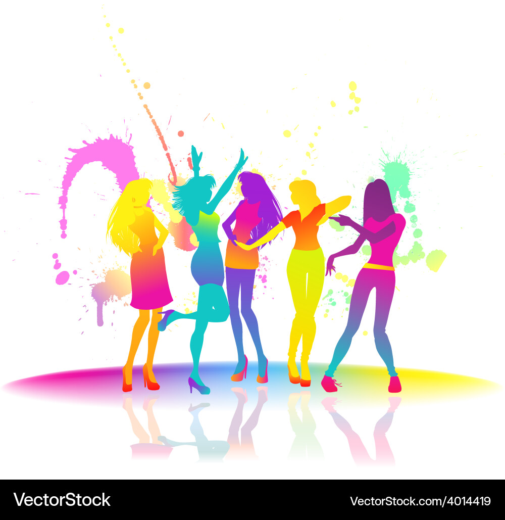 Dancing women at disco Royalty Free Vector Image