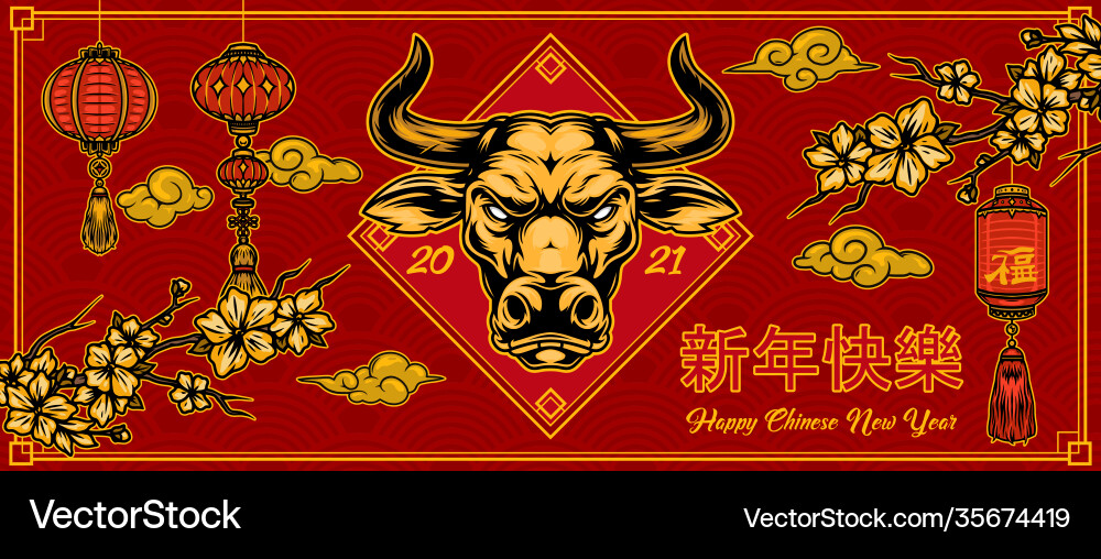 Happy chinese new year 2021 template Royalty Free Vector