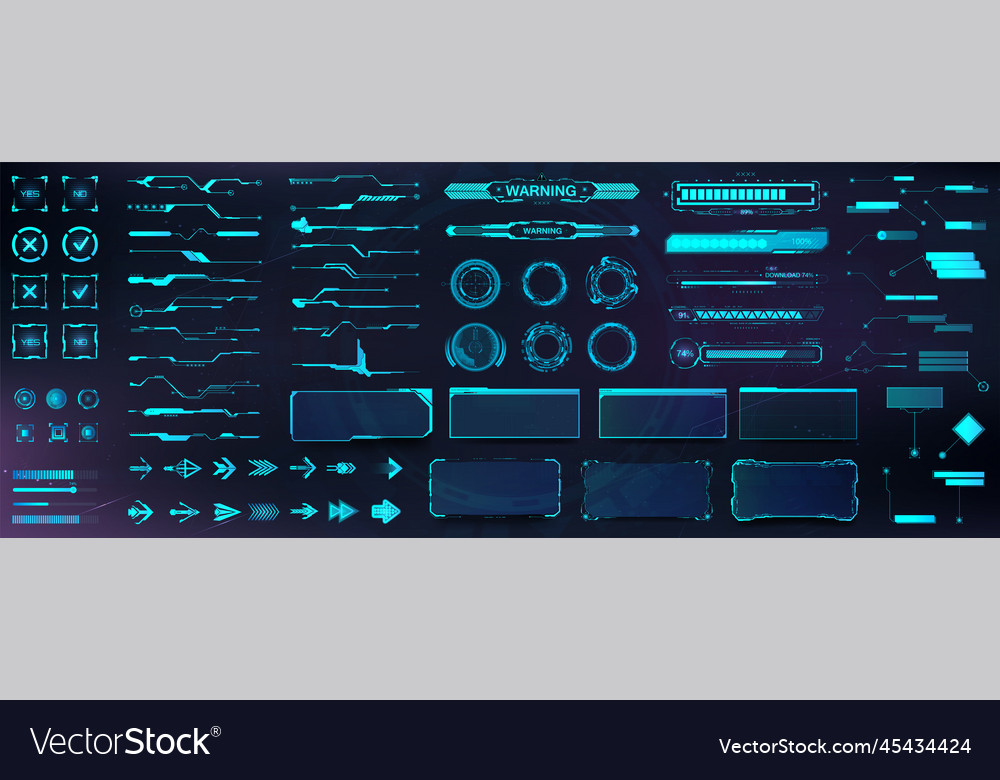 Hud - futuristic user interface elements for gui Vector Image