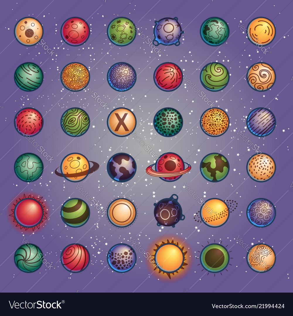 Planets icon set Royalty Free Vector Image - VectorStock