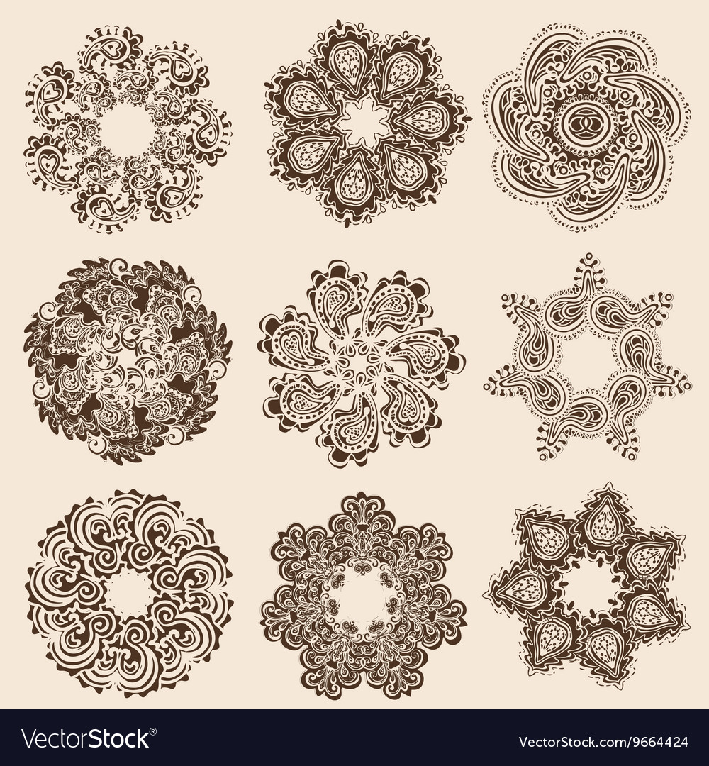 Set of round pattern Royalty Free Vector Image
