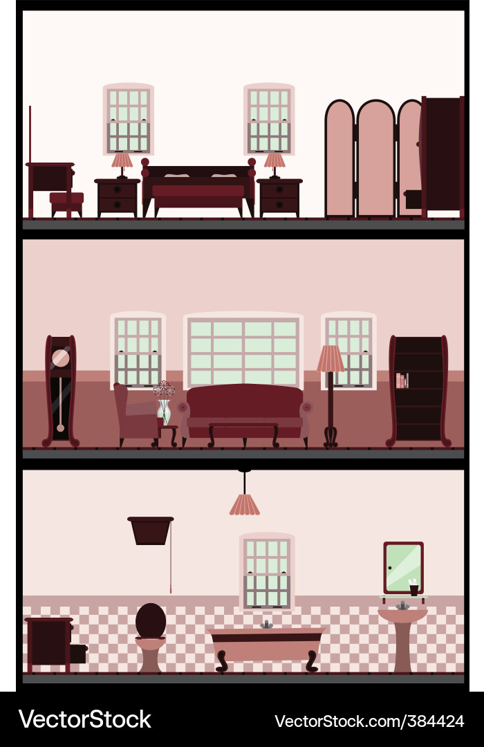 Vintage living room Royalty Free Vector Image - VectorStock