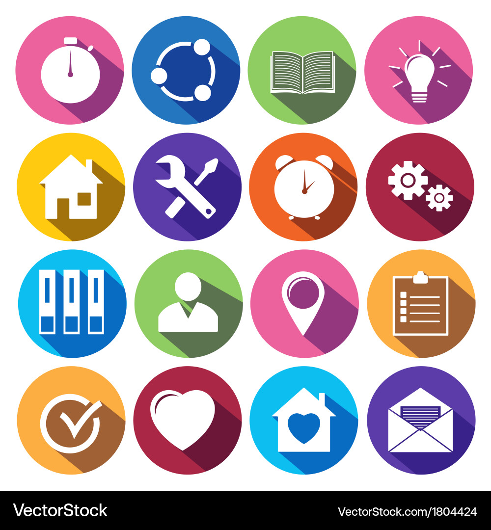 Web icons set in flat design Royalty Free Vector Image