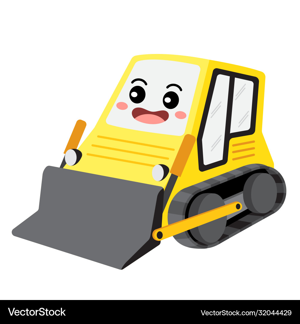 Bulldozer transportation cartoon character Vector Image
