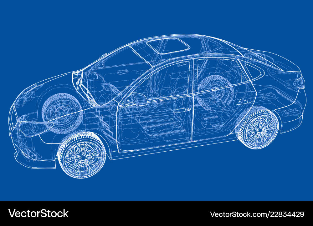 Concept car rendering of 3d Royalty Free Vector Image