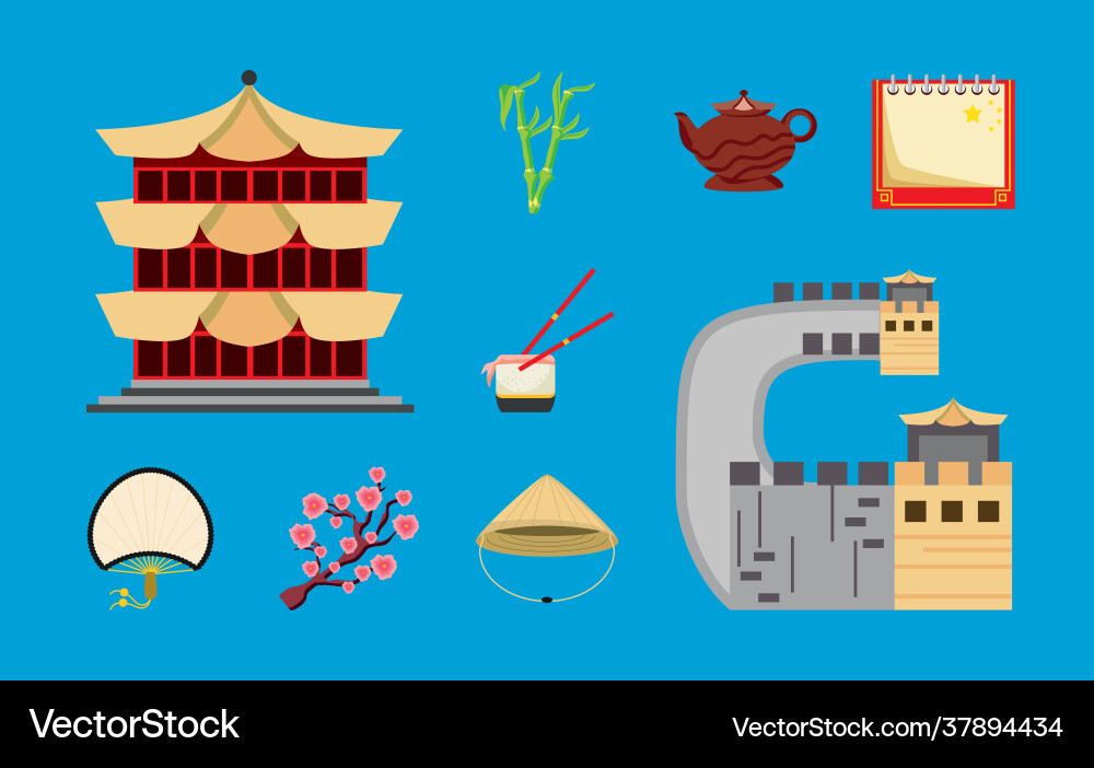 Chinese cartoon set Royalty Free Vector Image - VectorStock
