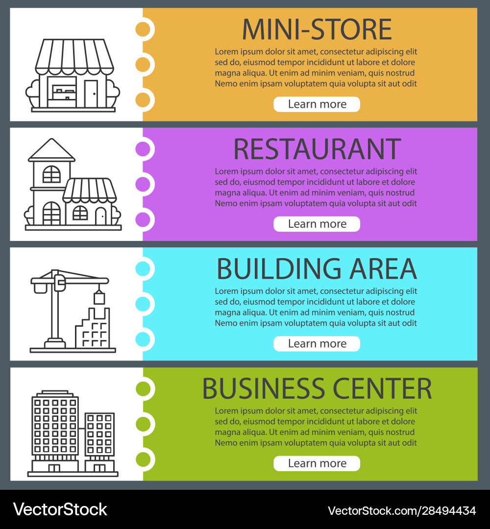 City buildings web banner templates set Royalty Free Vector