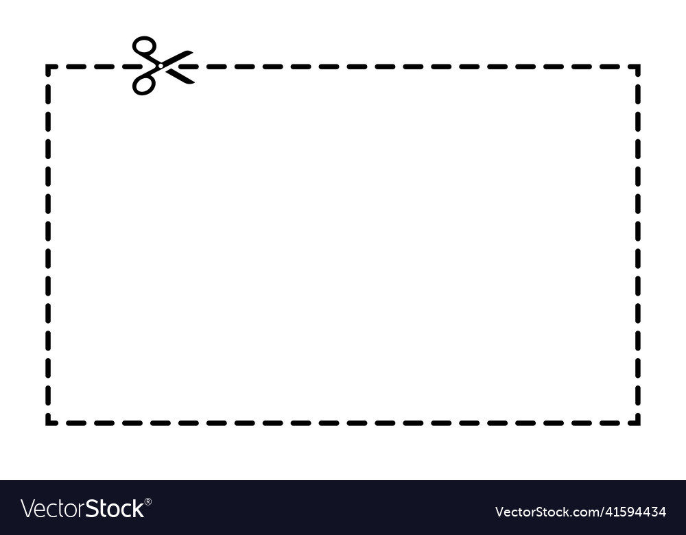 Rectangle With Scissors Dashed Box Cutting Vector Image