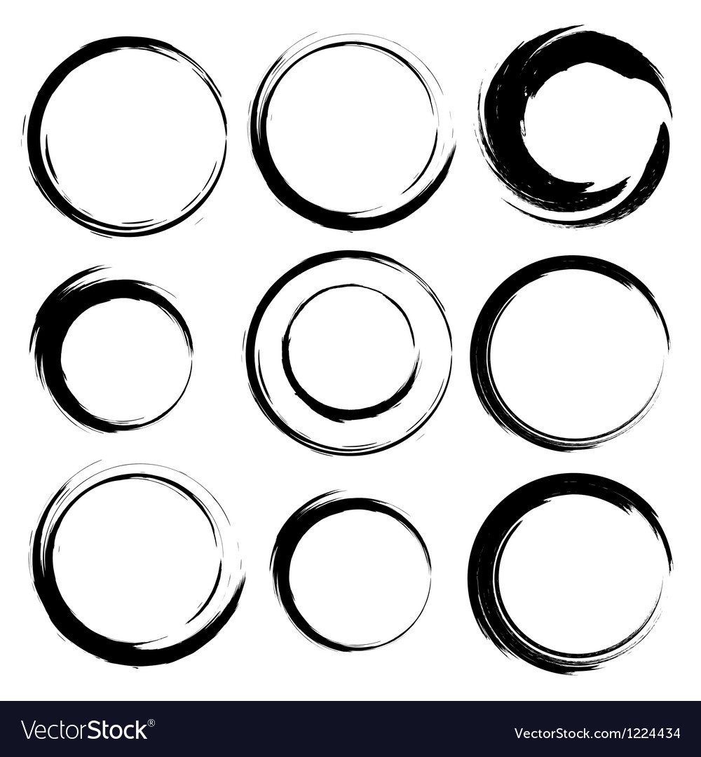 Set grunge circle brush strokes set 4 Royalty Free Vector Set grunge circle brush strokes set 4 Royalty Free Vector