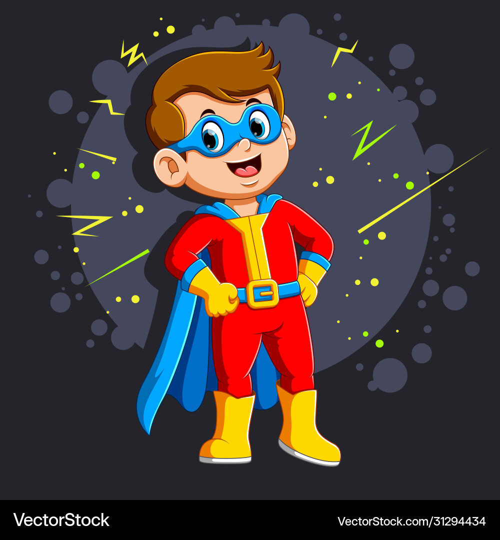 Superhero boy with smile Royalty Free Vector Image