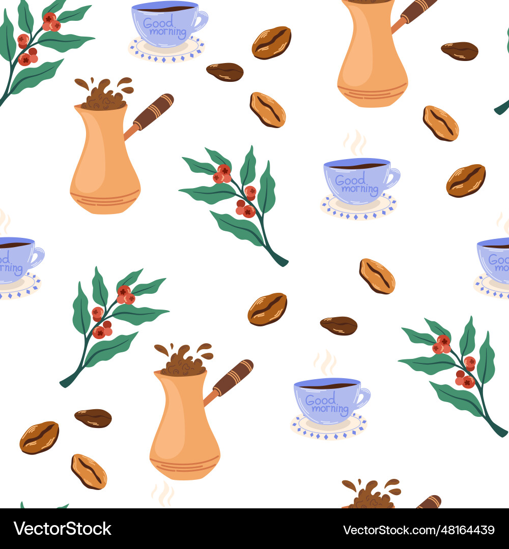 0823 coffee pattern Royalty Free Vector Image - VectorStock