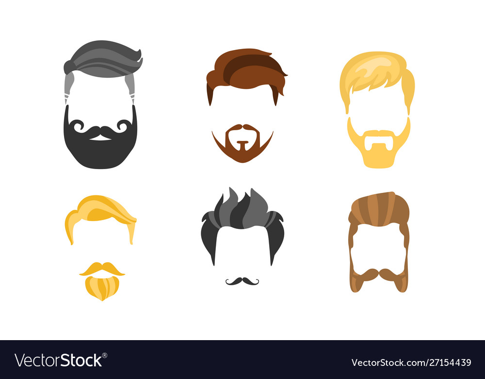 Different Male Hairstyles Beards And Mustaches Vector Image